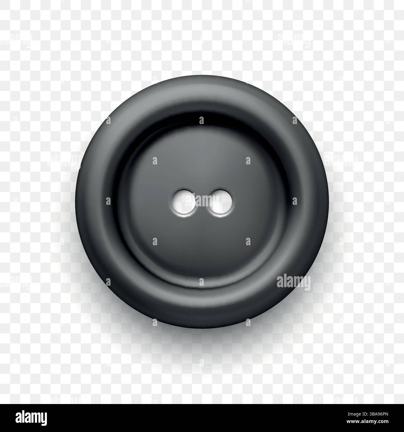 Vector 3d Realistic Black Button. Round Button with Holes for Fashion ...