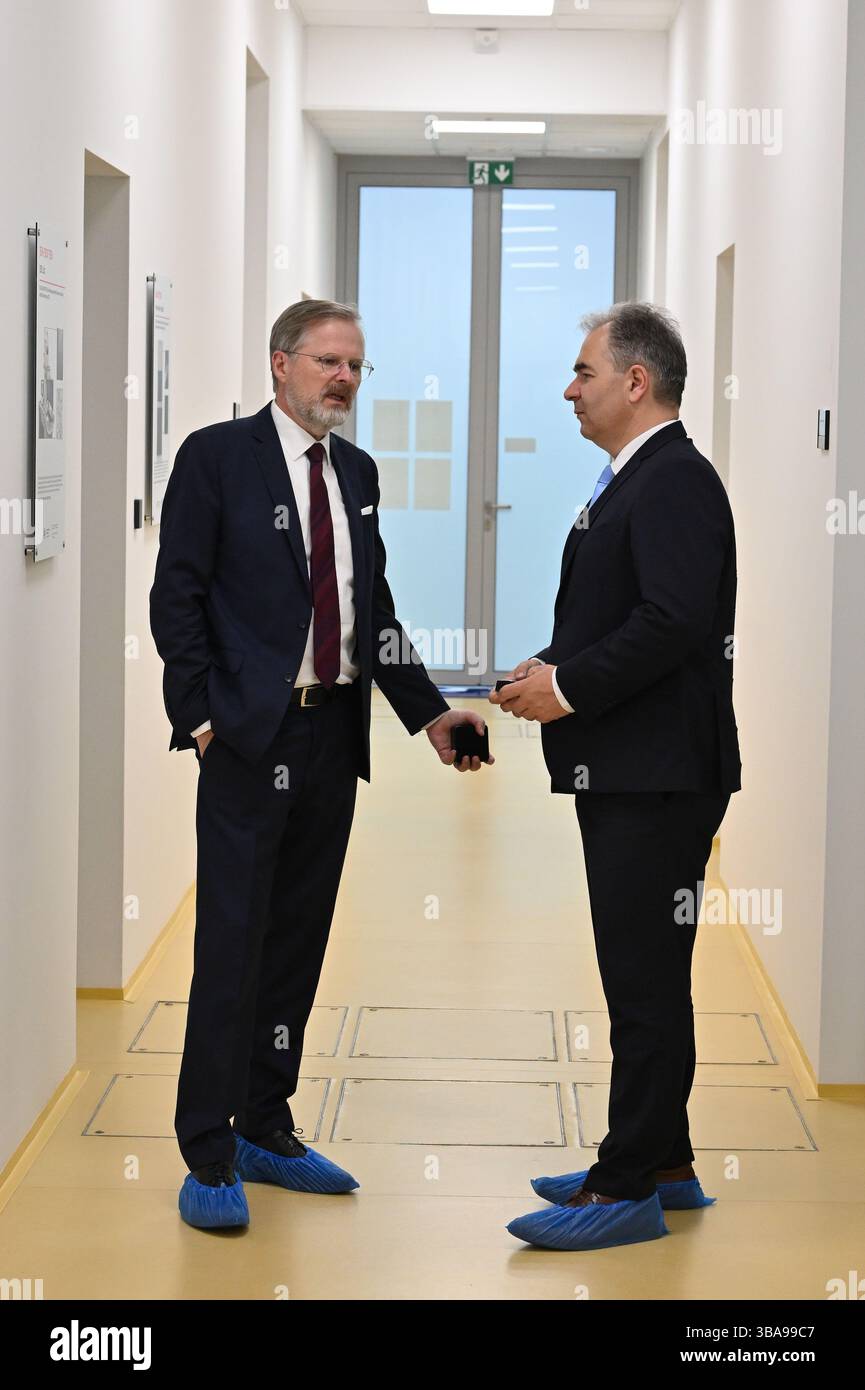 Brno, Czech Republic. 12th May, 2025. Prime Minister Petr Fiala (left ...