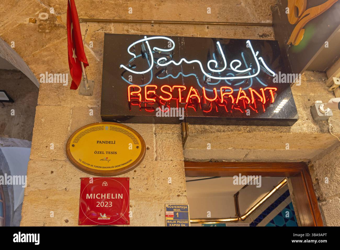Istanbul, Turkey - October 19, 2023: Neon Sign Pandeli Restaurant With ...