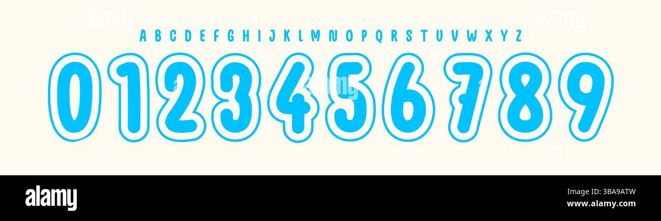 Playful Bubble Outline Number Font, Fun Rounded Alphabet for kids books ...