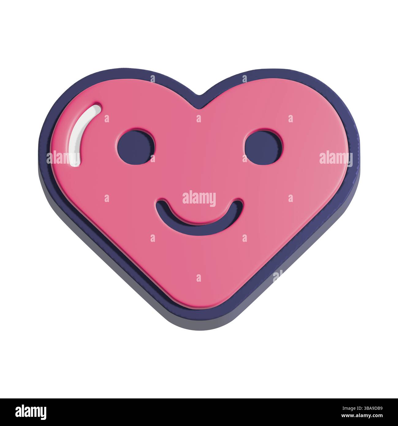 Happy heart smiley face 3d illustration. Cartoon heart character ...