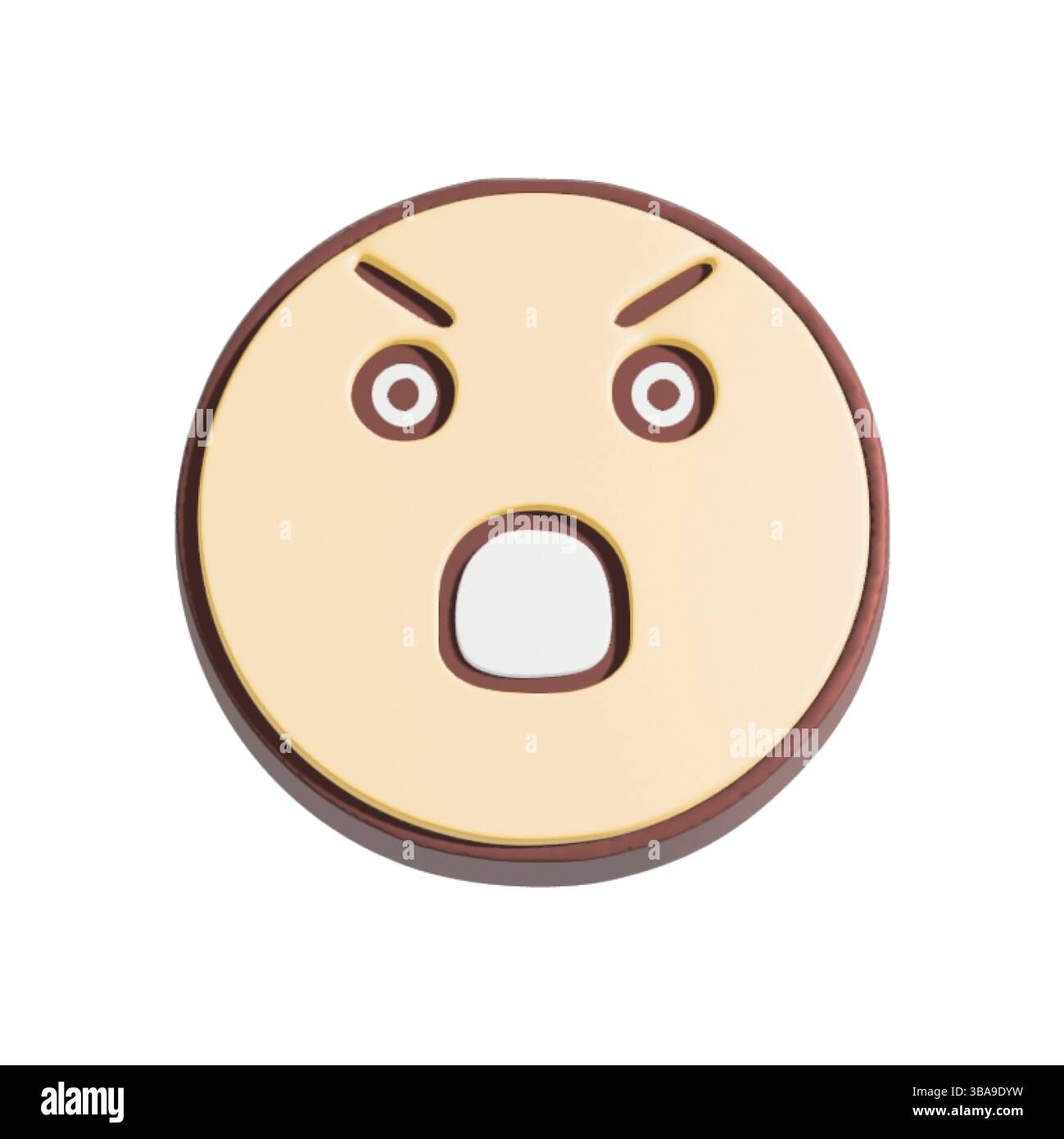 Angry smiley face 3d illustration. Cartoon character isolated on white ...