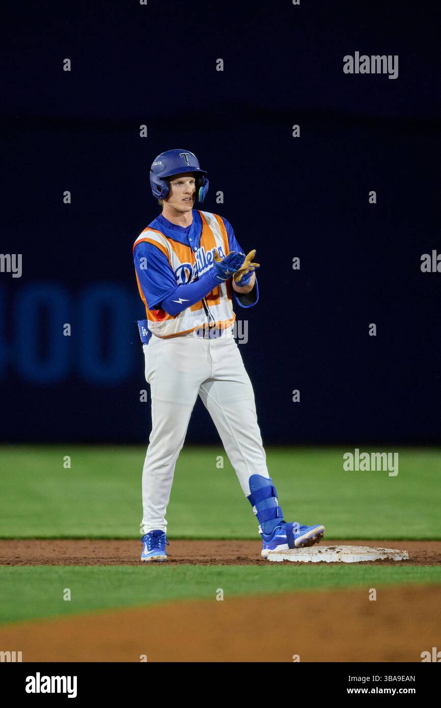 Tulsa Drillers John Rhodes (6) celebrates hitting a double during an ...