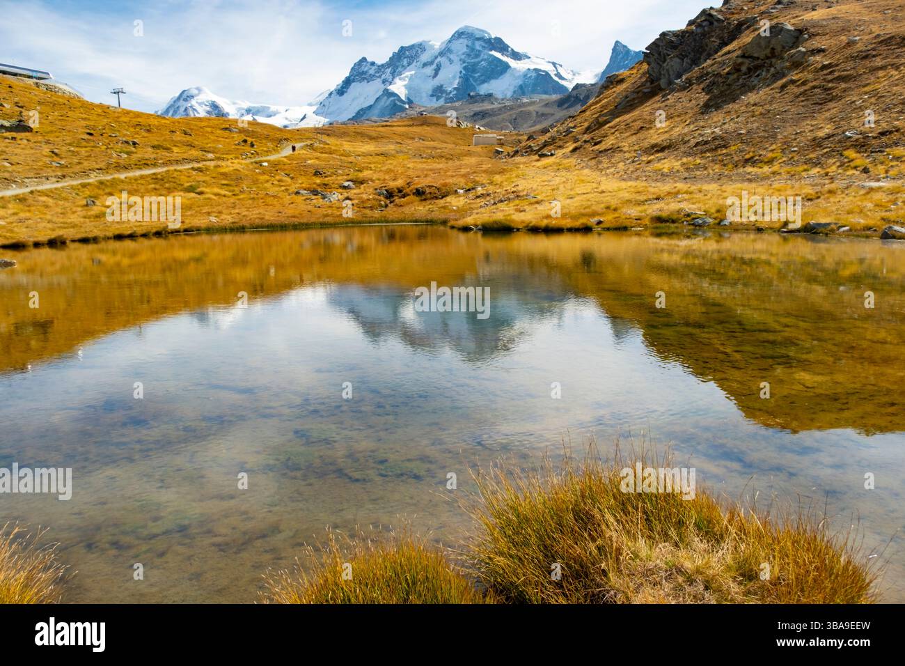 Small glacial lake near Matterhorn mount Zermatt Switzerland alps Stock ...