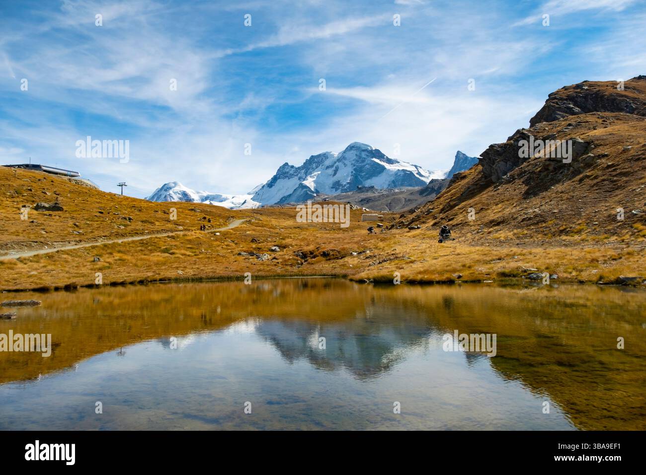 Small glacial lake near Matterhorn mount Zermatt Switzerland alps Stock ...