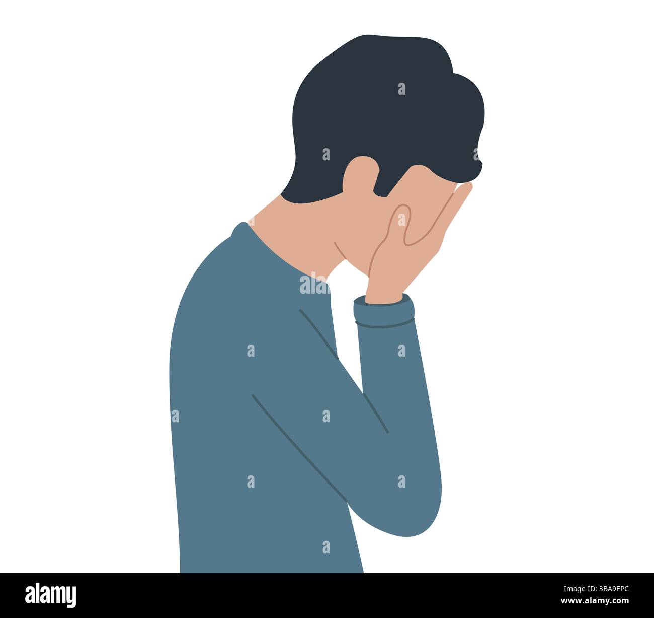 Vector illustration of a young guy in depression. Upset man. Desperate ...
