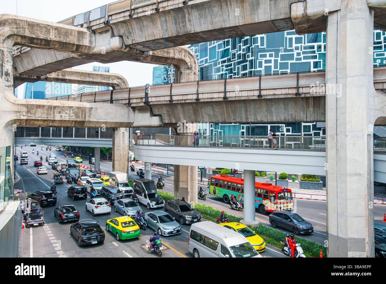 Bangkok, Thailand - March 19, 2025: Elevated train tracks and ...