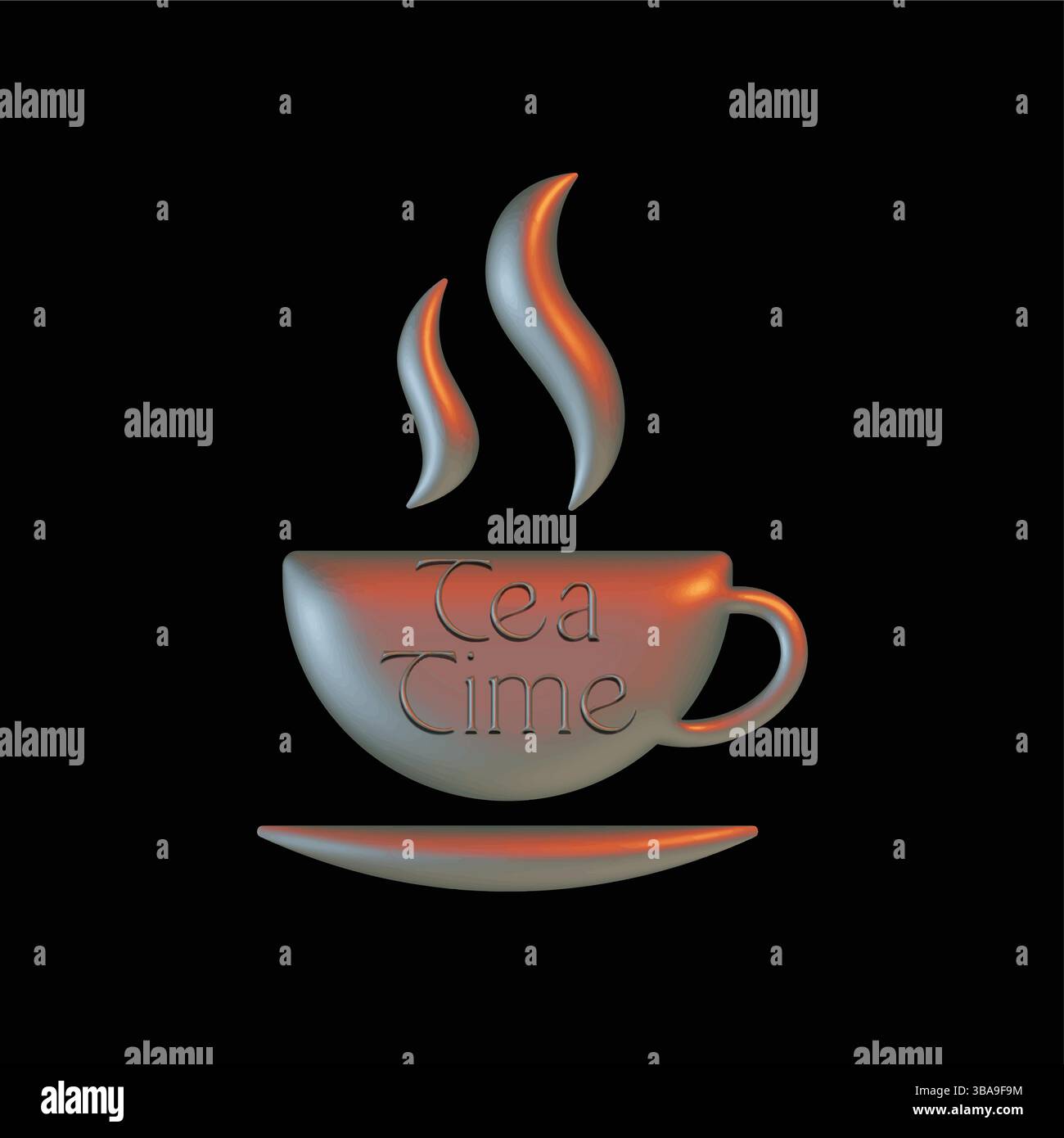 Tea Time Cup with Steam on Black Background Stock Vector Image & Art ...