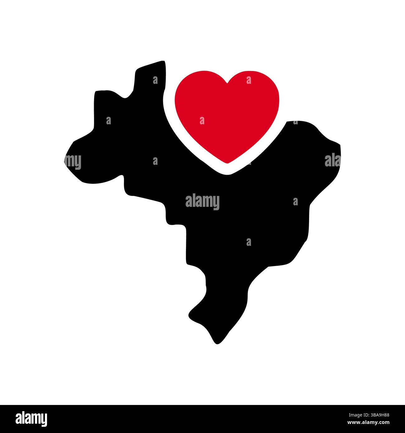 I love Brazil, Brazil map and heart symbol glyph icon Stock Photo - Alamy