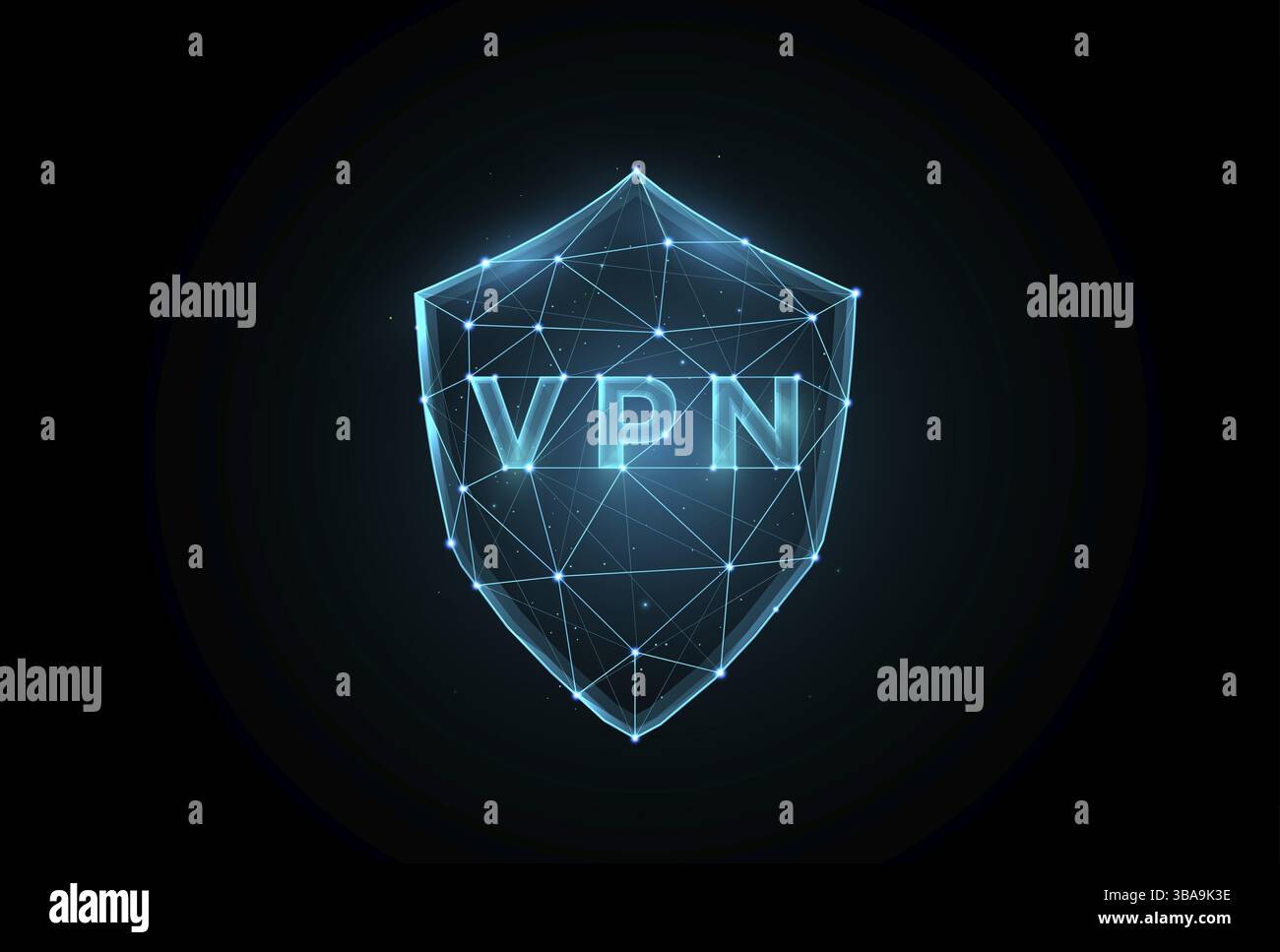 Polygonal VPN shield vector illustration on dark blue background ...