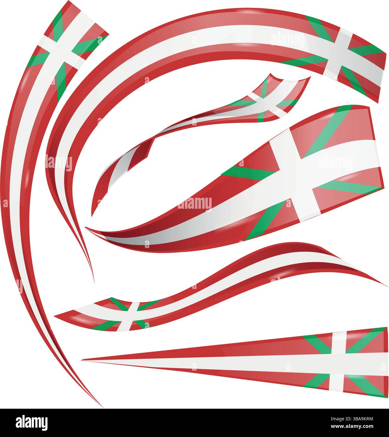 Set of elements of the horizontal flag of the Basque Country. Different ...