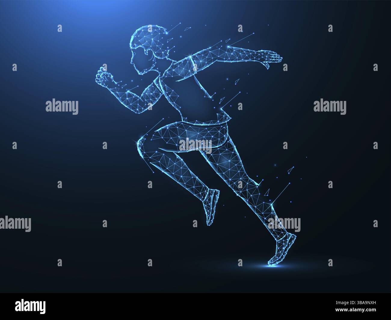 Running man with destruction effect low poly art. Exercise or marathon ...