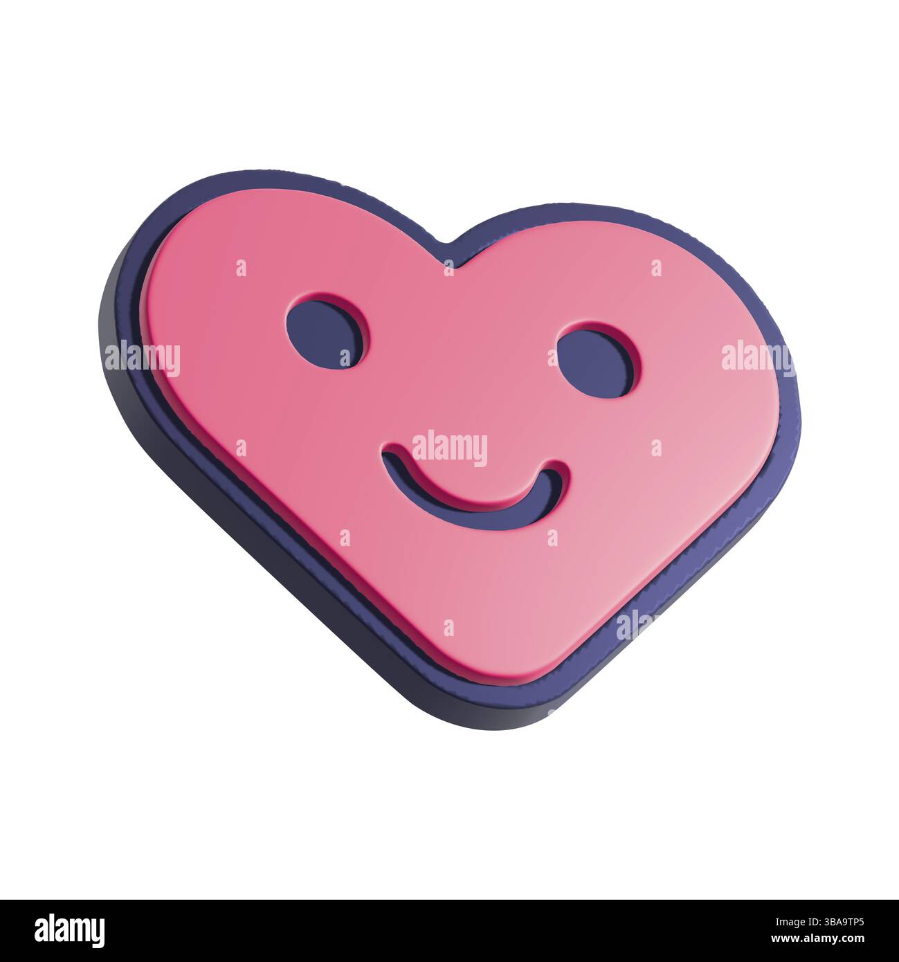 Happy heart smiley face 3d illustration. Cartoon heart character ...