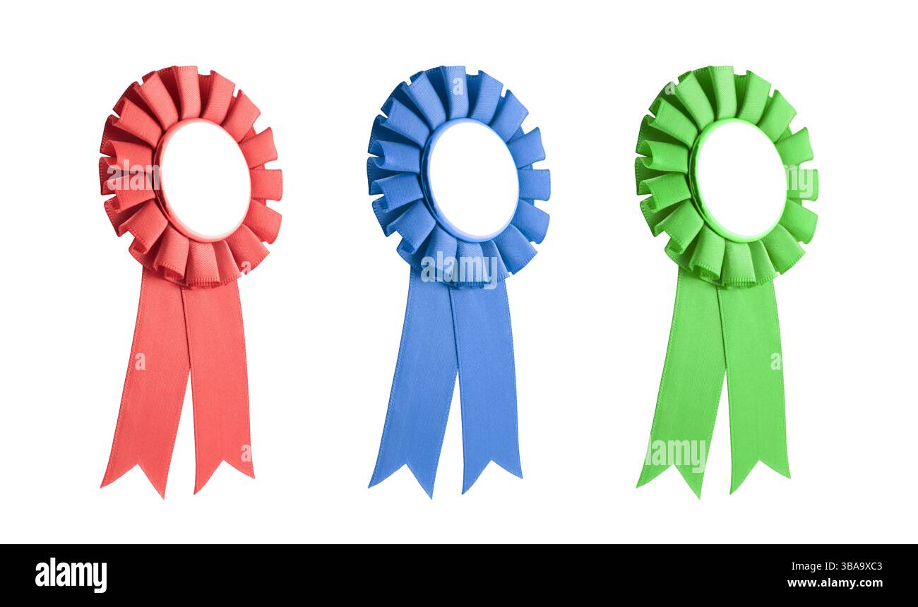 Three colorful ribbon awards isolated on white background Stock Photo ...