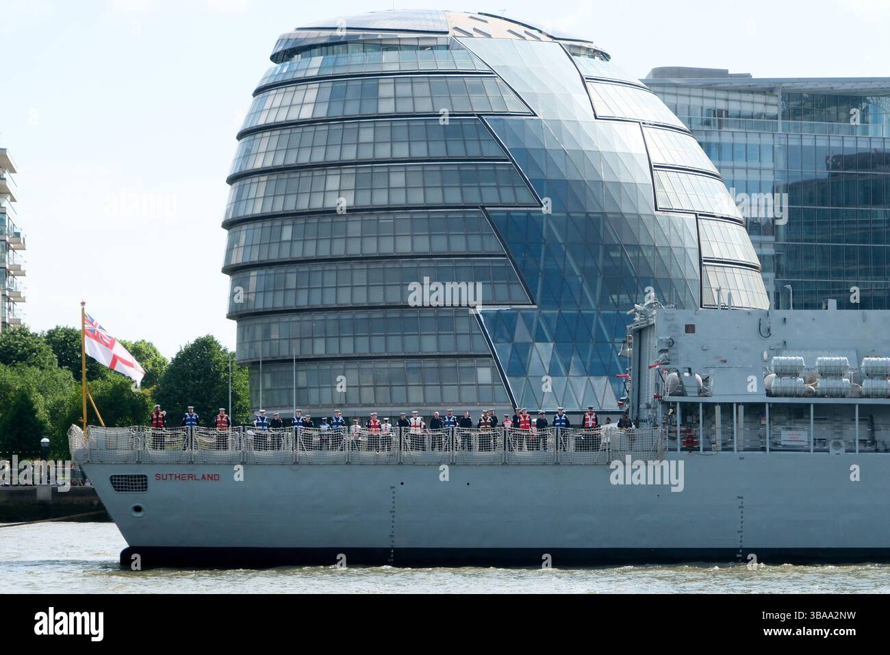 Tower Bridge, London, UK. 12th May 2025. HMS Sutherland, Type 23 ...