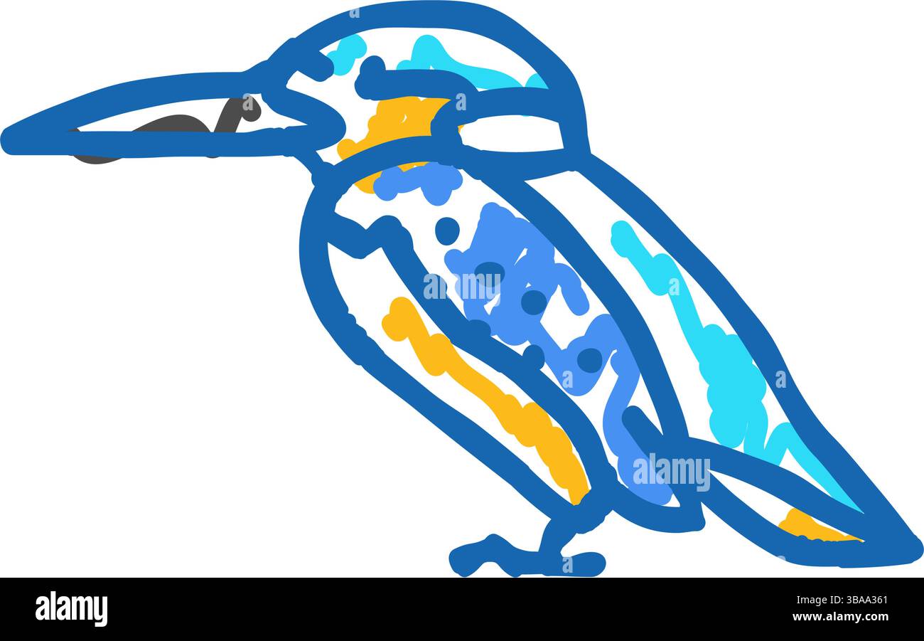 kingfisher bird exotic icon doodle illustration Stock Vector Image ...