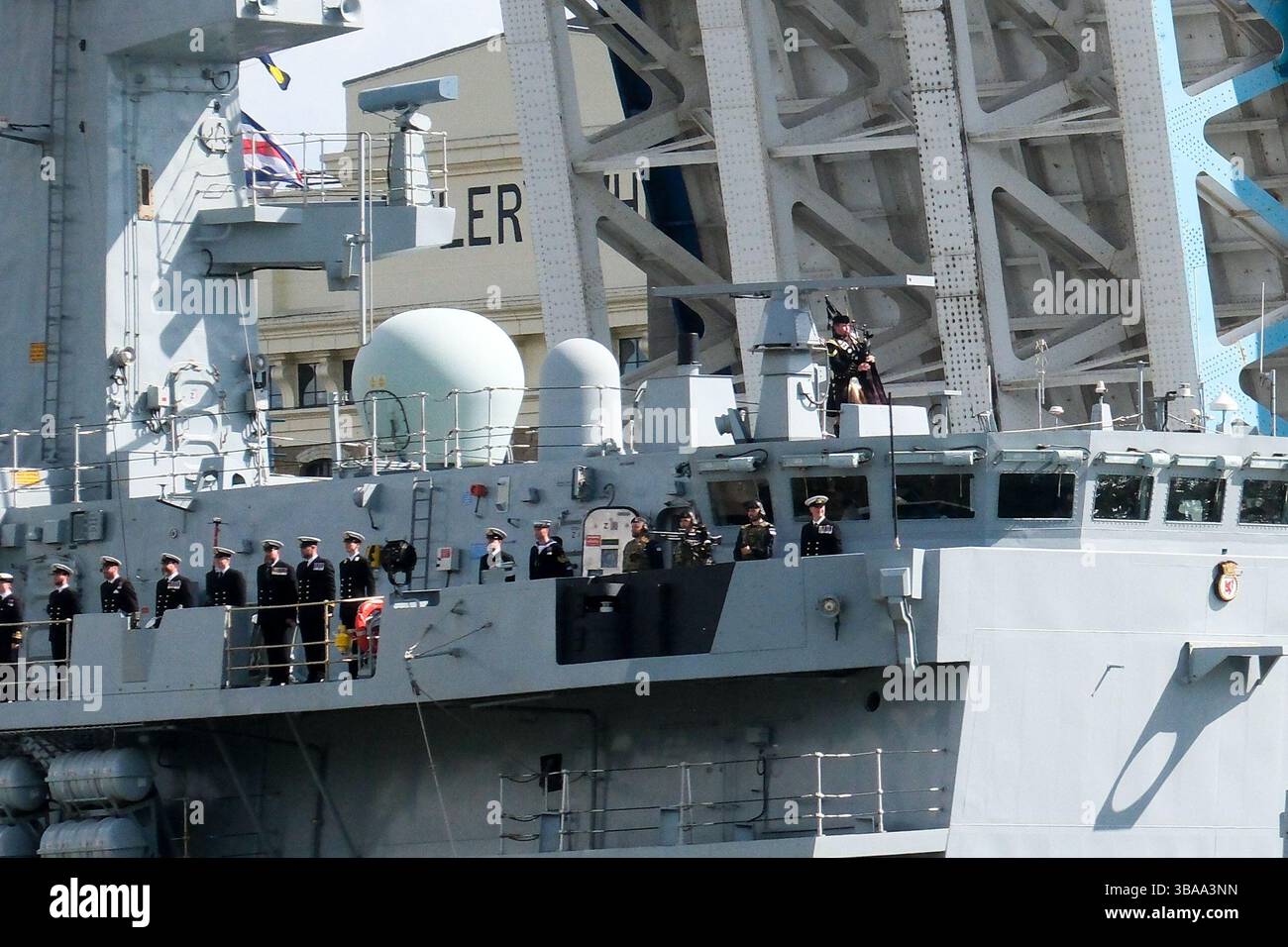 Tower Bridge, London, UK. 12th May 2025. HMS Sutherland, Type 23 ...