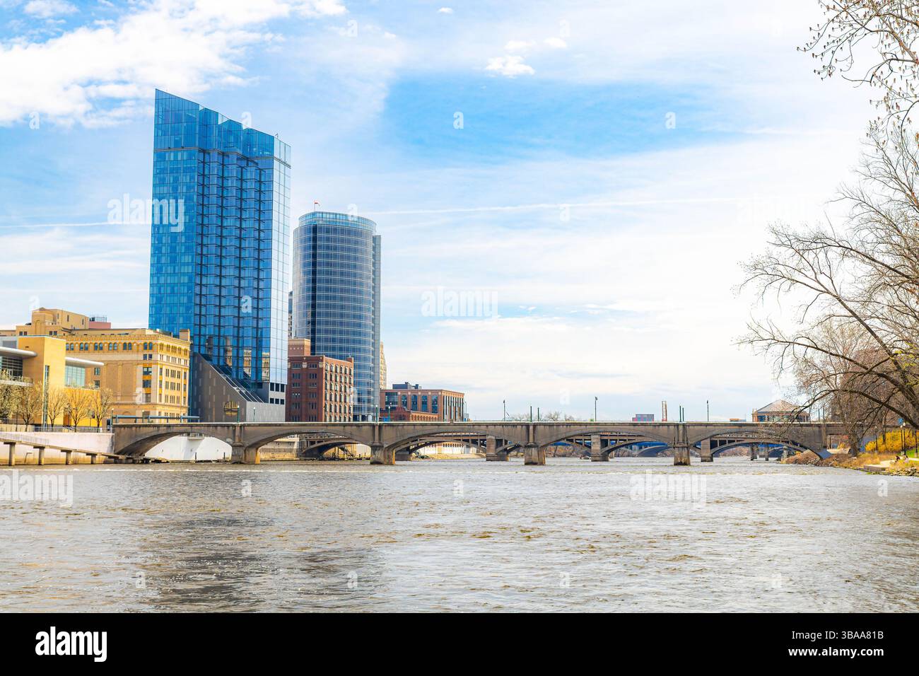 Photo of Grand Rapids Michigan with modern skyscrapers and multiple ...