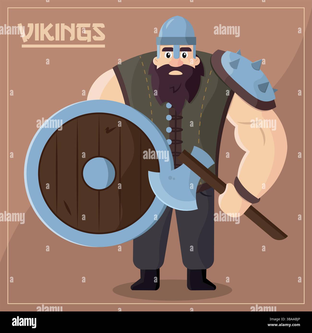 Viking with shield and axe. Vector illustration Stock Vector Image ...