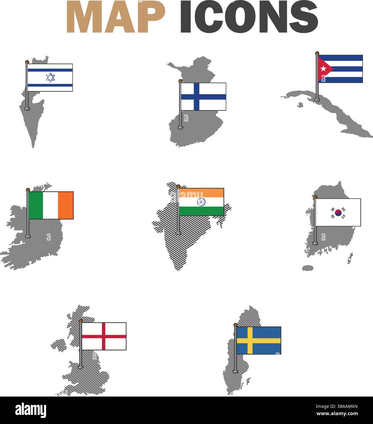 Set of maps with flags. Vector illustration Stock Vector Image & Art - Alamy