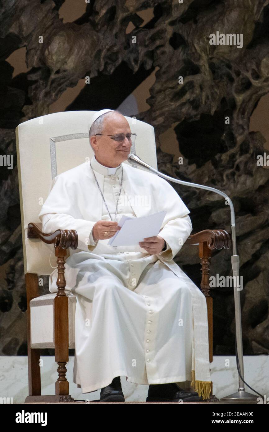 Pope Leo XIV, Papa Leone 14, Robert Francis Prevost meets the memebers ...