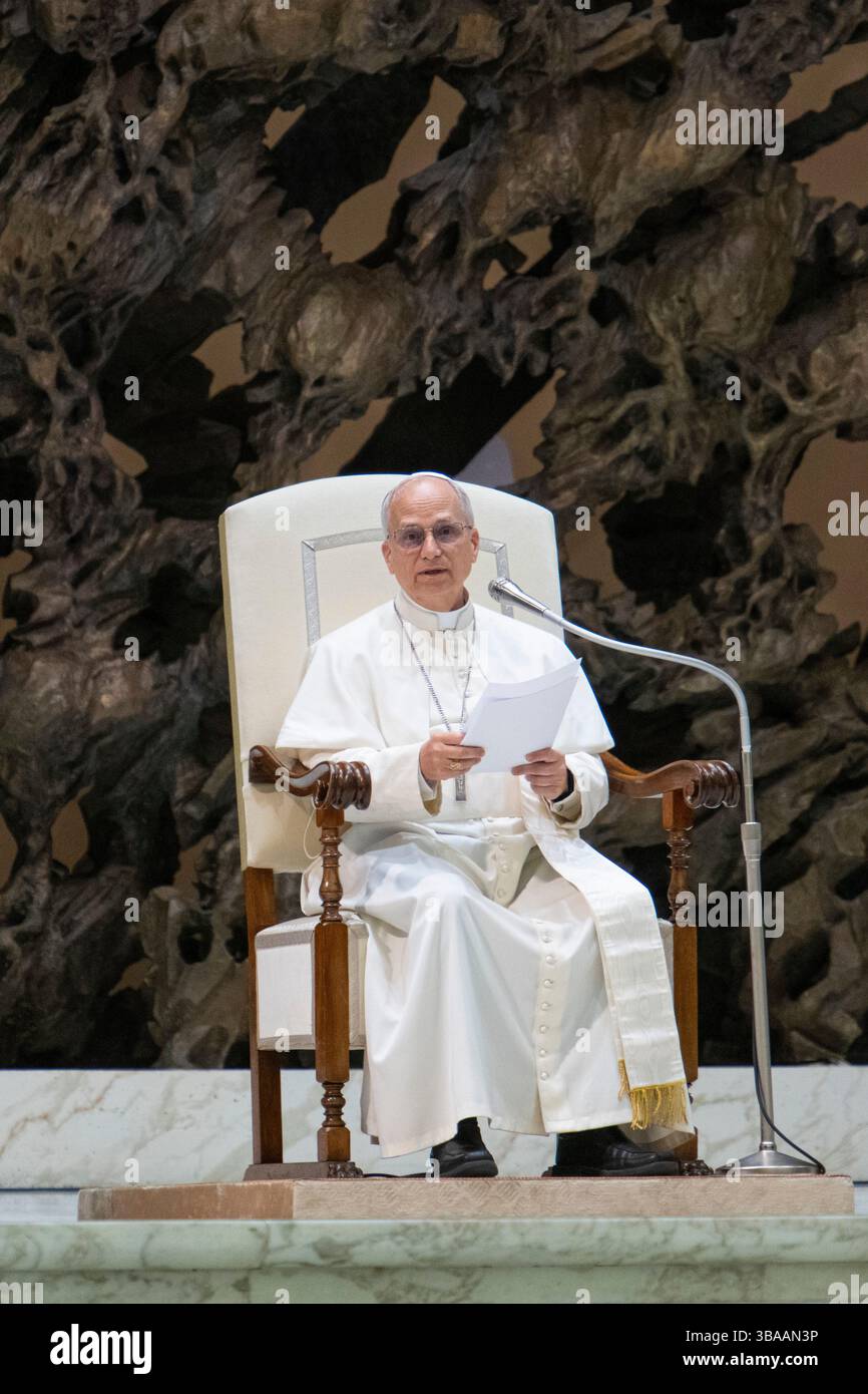 Pope Leo XIV, Papa Leone 14, Robert Francis Prevost meets the memebers ...