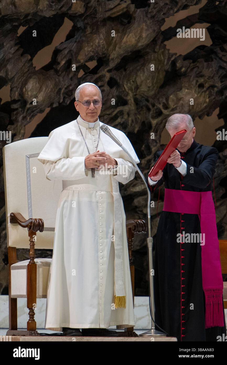 Pope Leo XIV, Papa Leone 14, Robert Francis Prevost meets the memebers ...