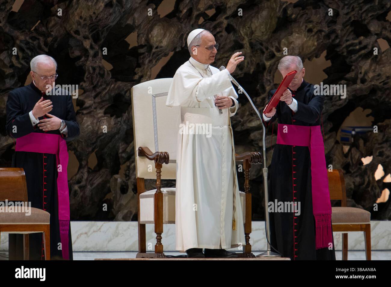 Pope Leo XIV, Papa Leone 14, Robert Francis Prevost meets the memebers ...