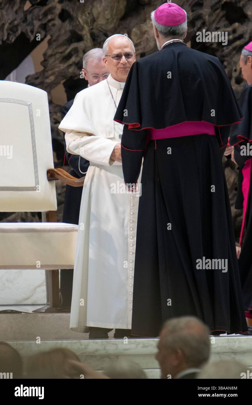 Pope Leo XIV, Papa Leone 14, Robert Francis Prevost meets the memebers ...
