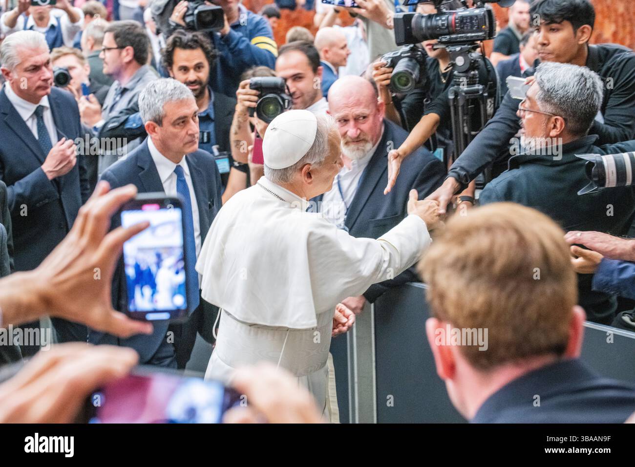 Pope Leo XIV, Papa Leone 14, Robert Francis Prevost meets the memebers ...