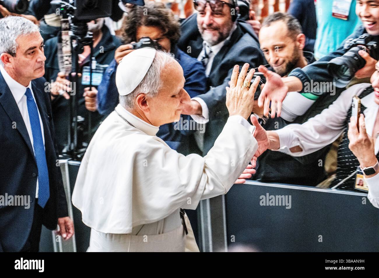 Pope Leo XIV, Papa Leone 14, Robert Francis Prevost meets the memebers ...