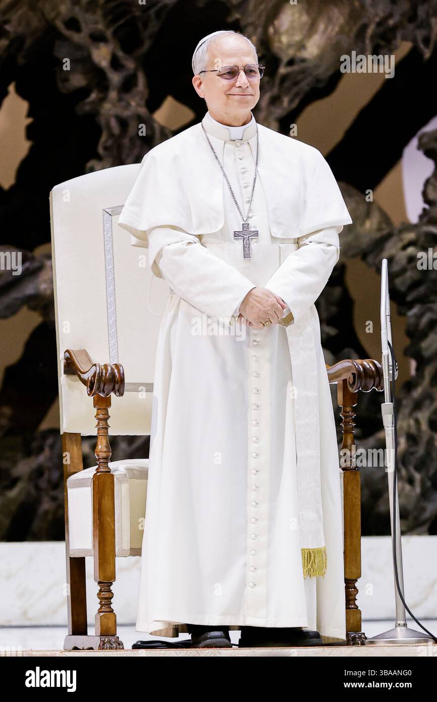 Audience of the Holy Father Leo XIV to representatives of the media, Rome 12 May, 2025 Stock ...