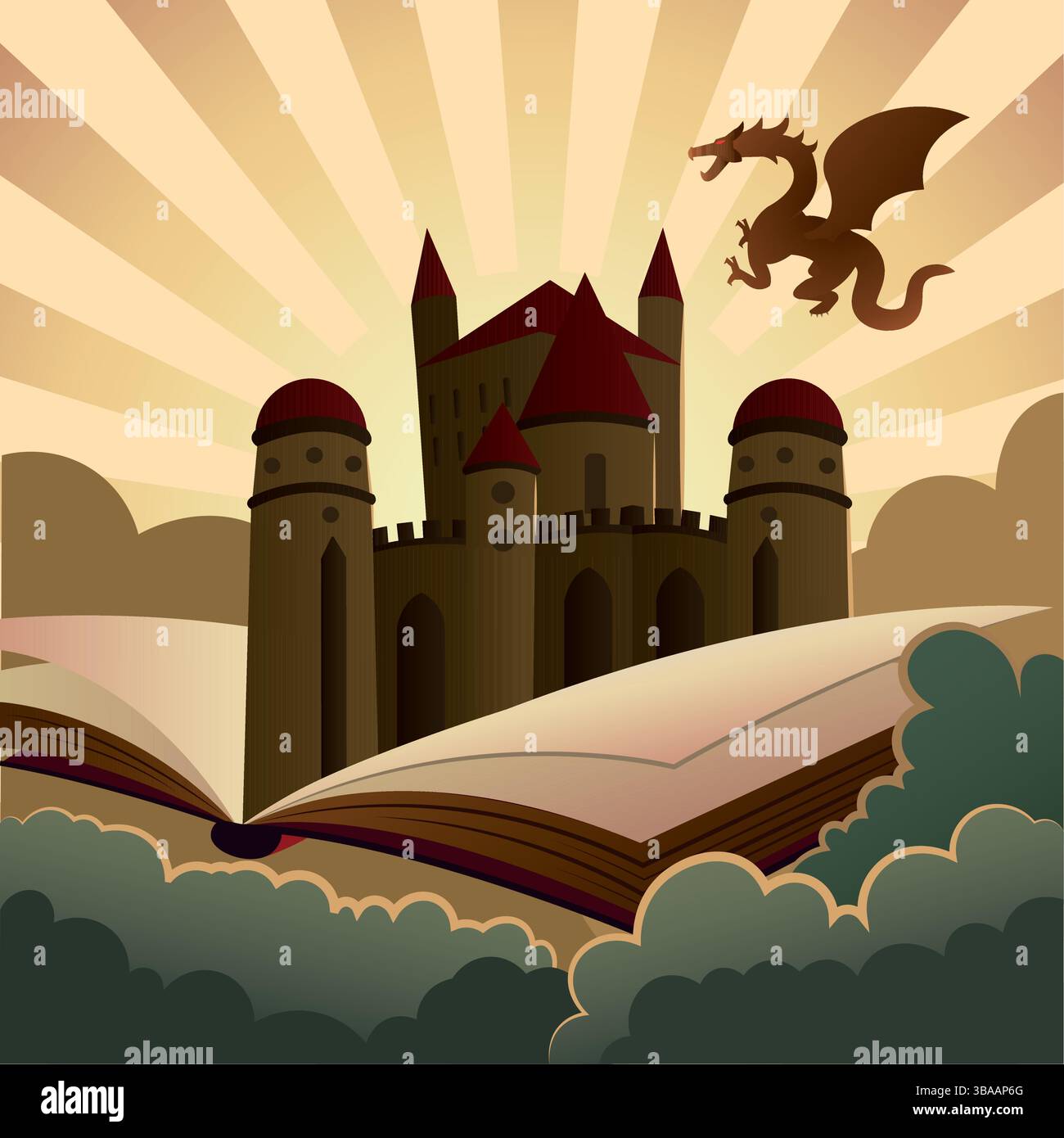 Castle and dragon fantasy. Vector illustration Stock Vector Image & Art ...