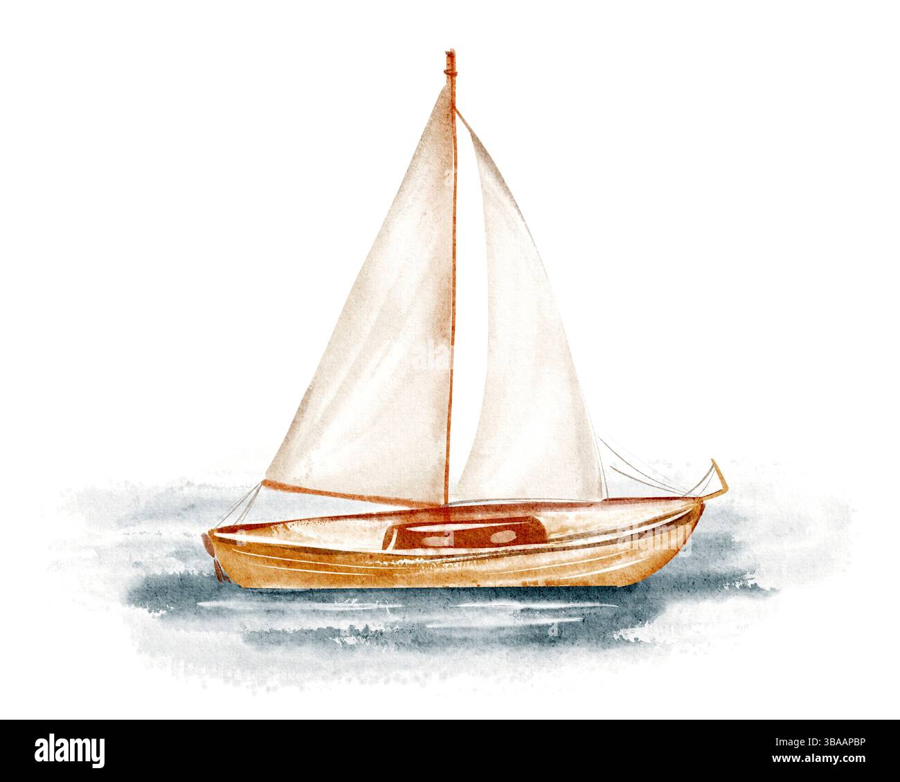 Watercolor Sailboat on the Ocean Stock Photo - Alamy