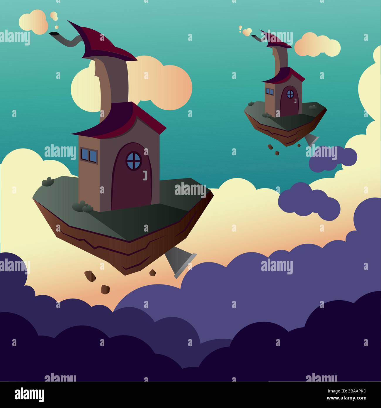 Floating fantasy houses. Vector illustration Stock Vector Image & Art ...