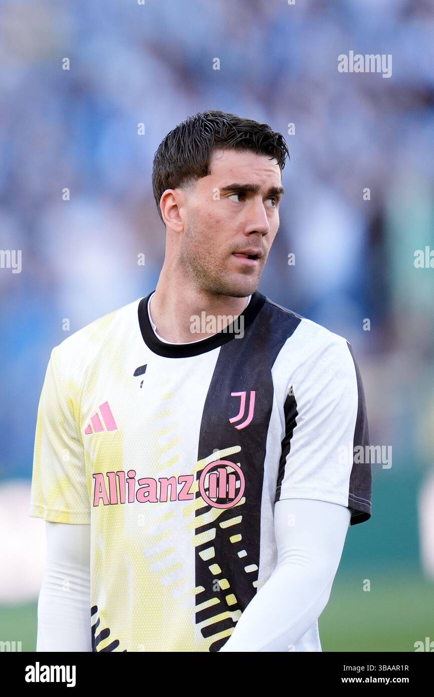 Rome, Italy. 10th May, 2025. Dusan Vlahovic of Juventus FC looks on ...