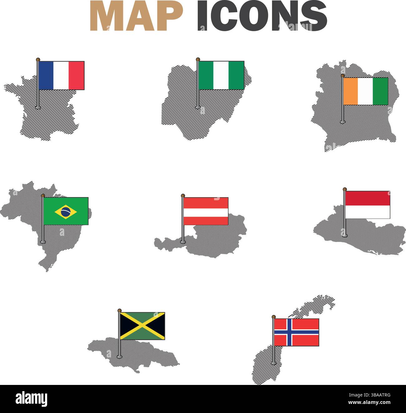 Set of maps with flags. Vector illustration Stock Vector Image & Art - Alamy