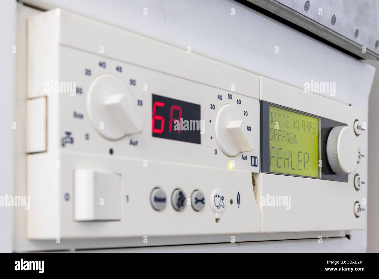 German error message on the control unit of a condensing gas boiler ...