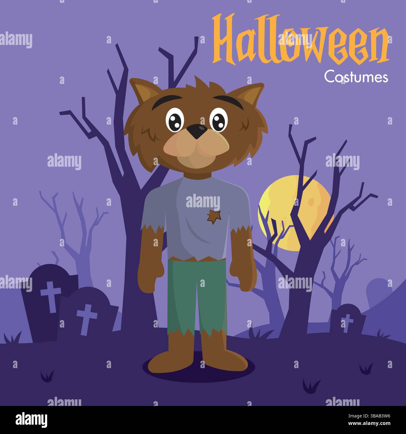 Isolated cute werewolf halloween costume character Vector illustration ...