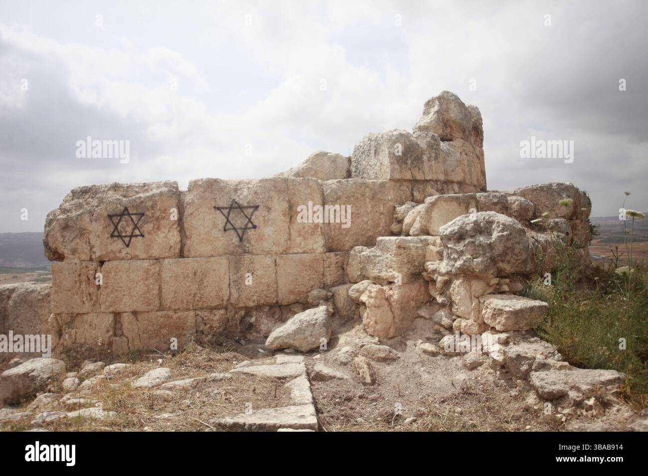 A view of ancient buildings at the Sebastia archaeological site after ...