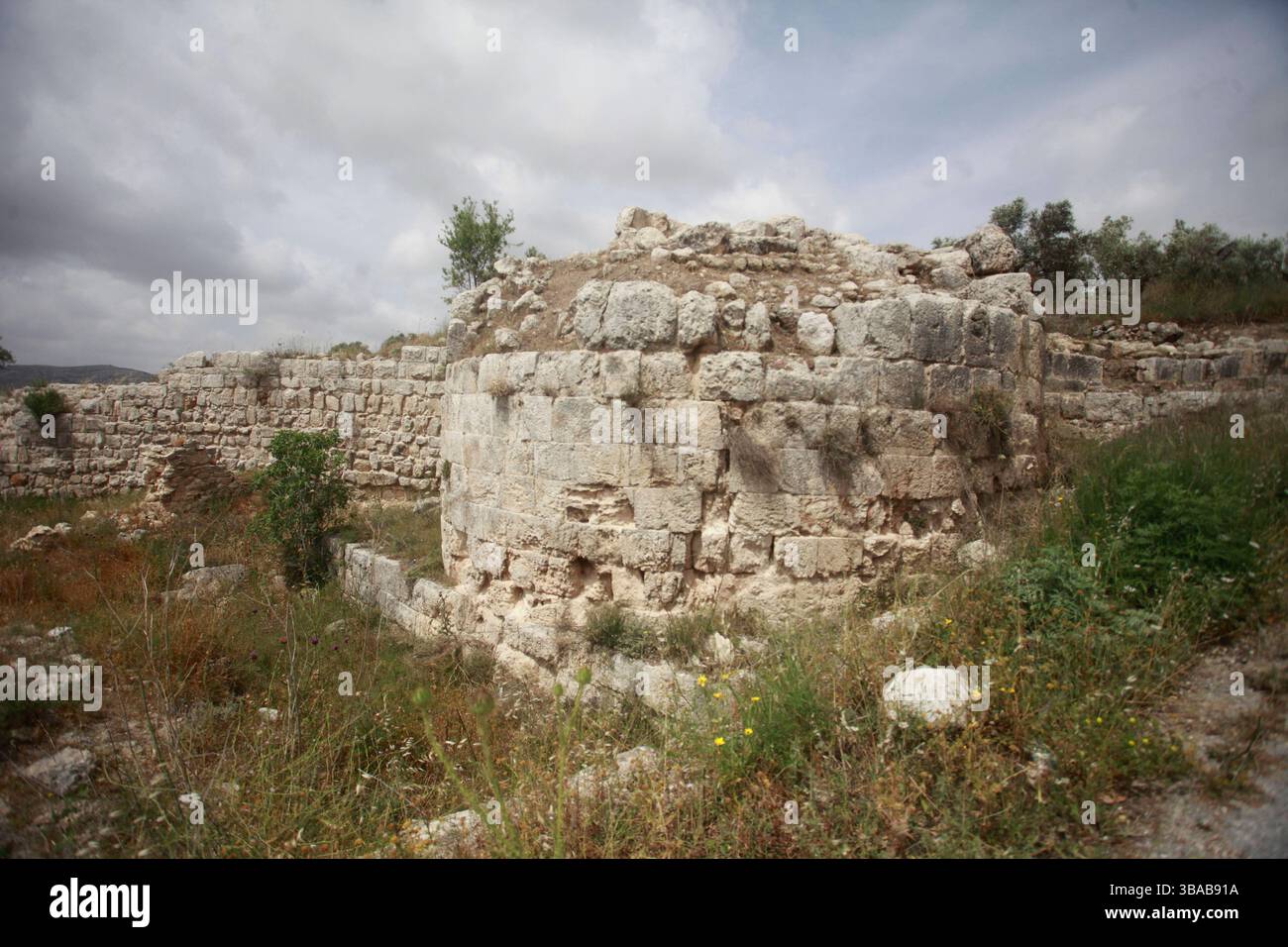 A view of ancient buildings at the Sebastia archaeological site after ...