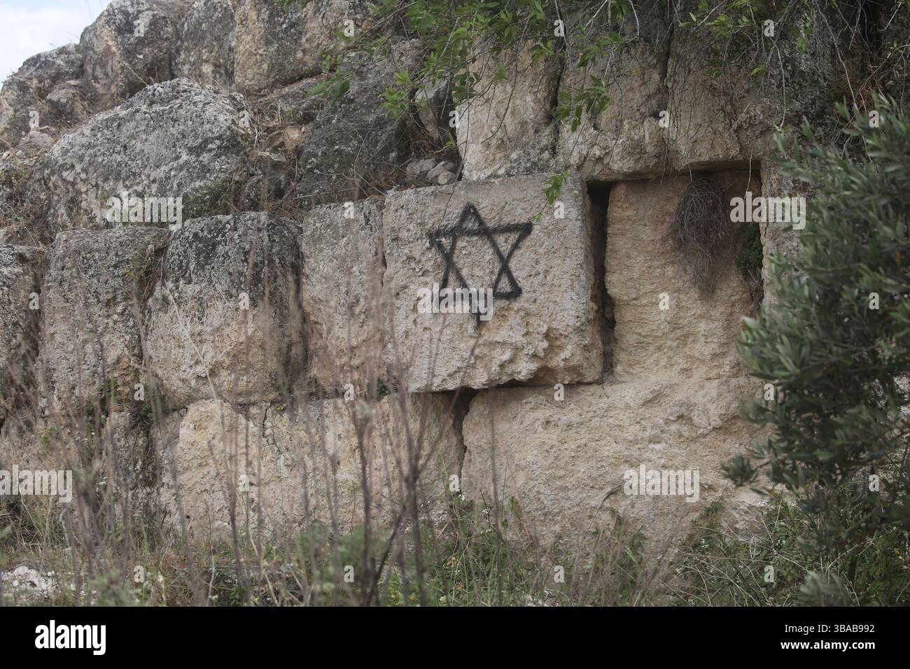 A view of ancient buildings at the Sebastia archaeological site after ...