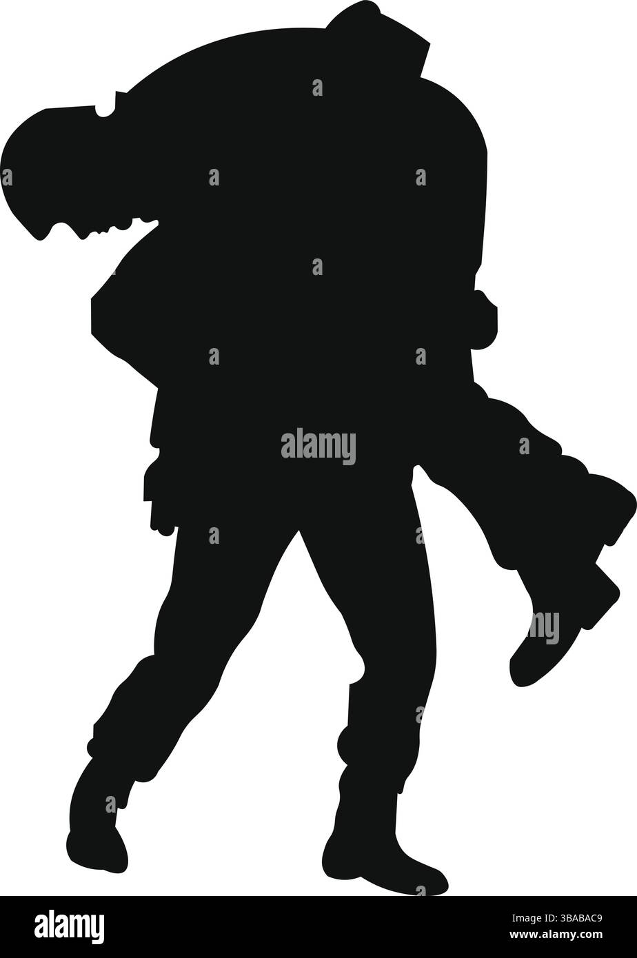 soldier carrying wounded comrade in silhouette tribute Stock Vector ...