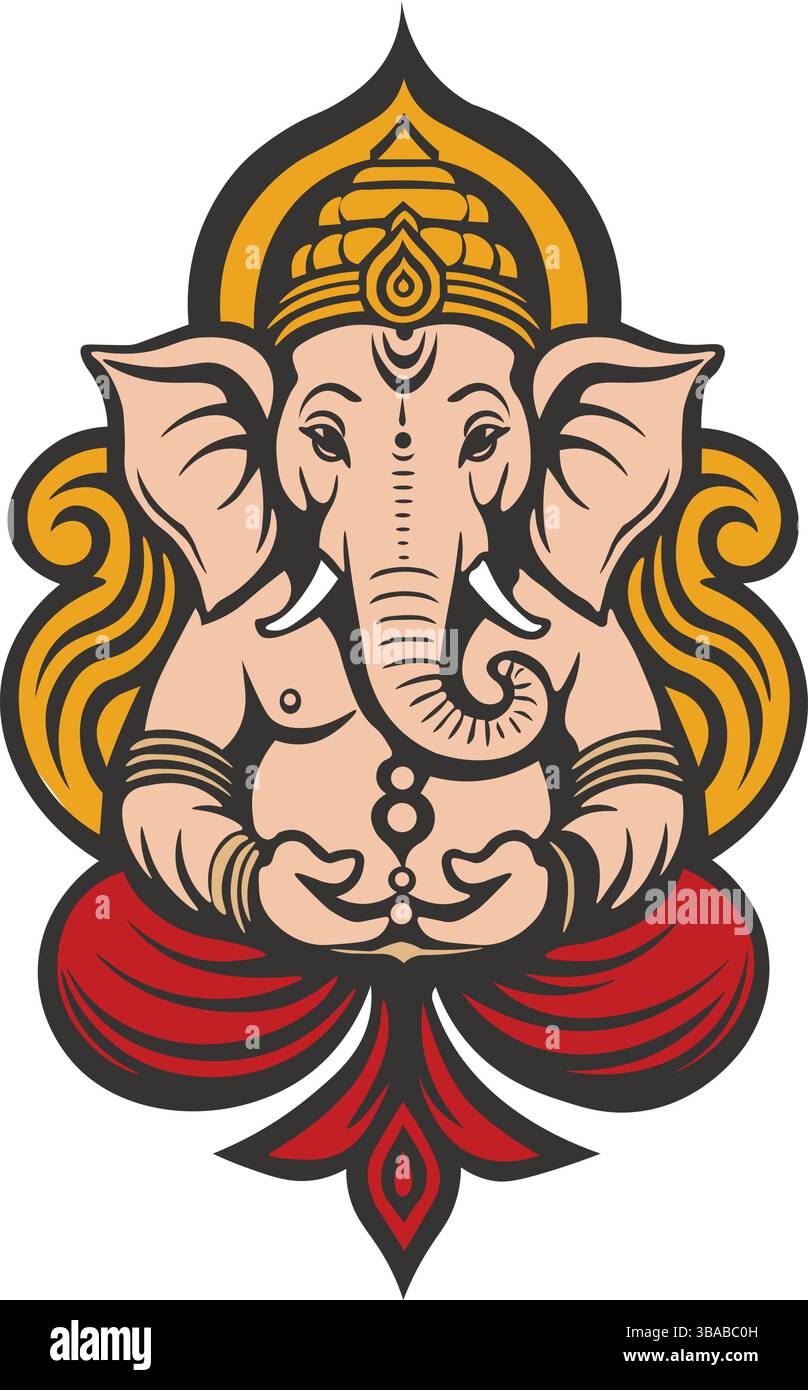 lord ganesha vector illustration in modern traditional style Stock ...