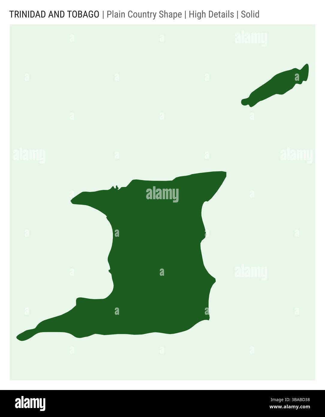 Trinidad and Tobago plain country map. High details. Solid style. Shape ...