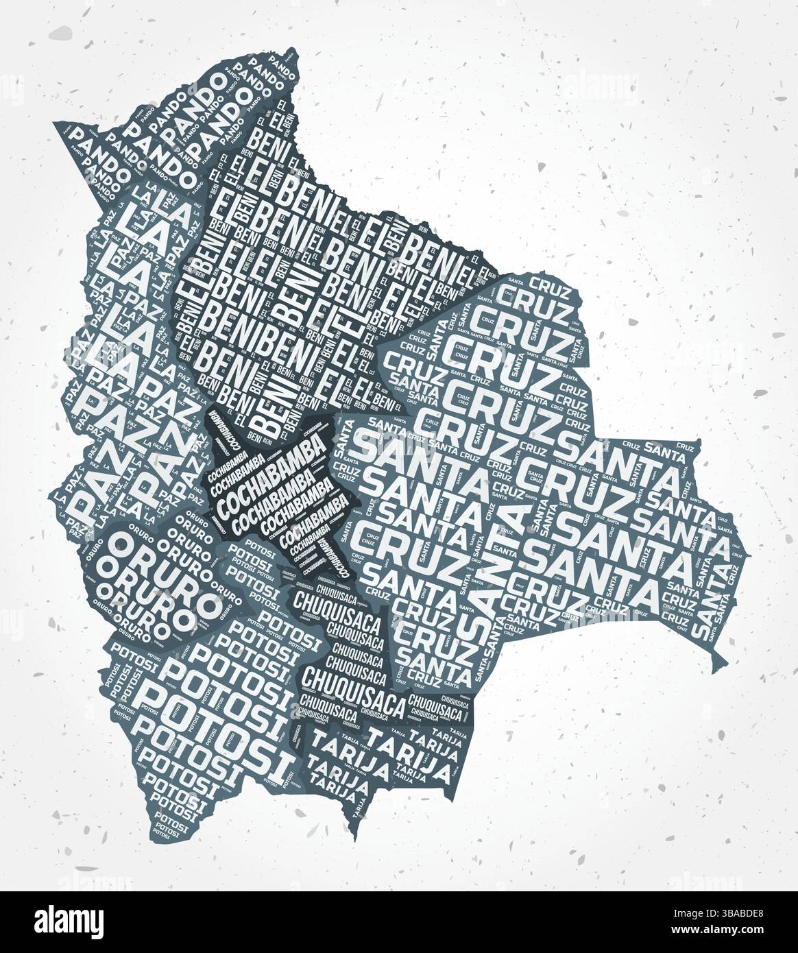 Bolivia regions word clouds. Country shape on textured background ...