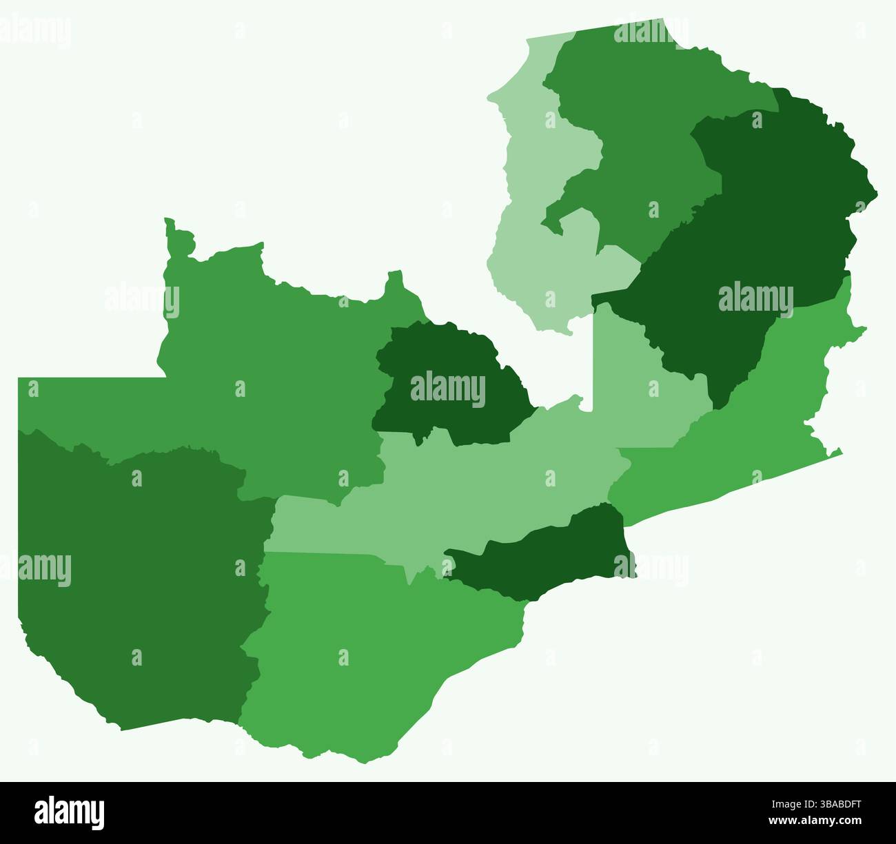 Map of Zambia with regions. Just a simple country border map with ...