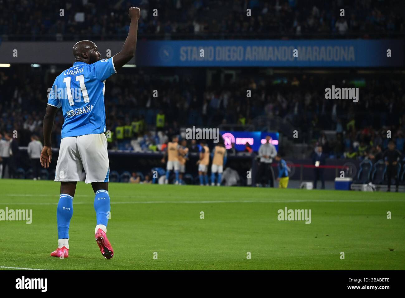 Romelu Lukaku of S.S.C. Napoli celebrates after scoring the goal of 1-0 ...