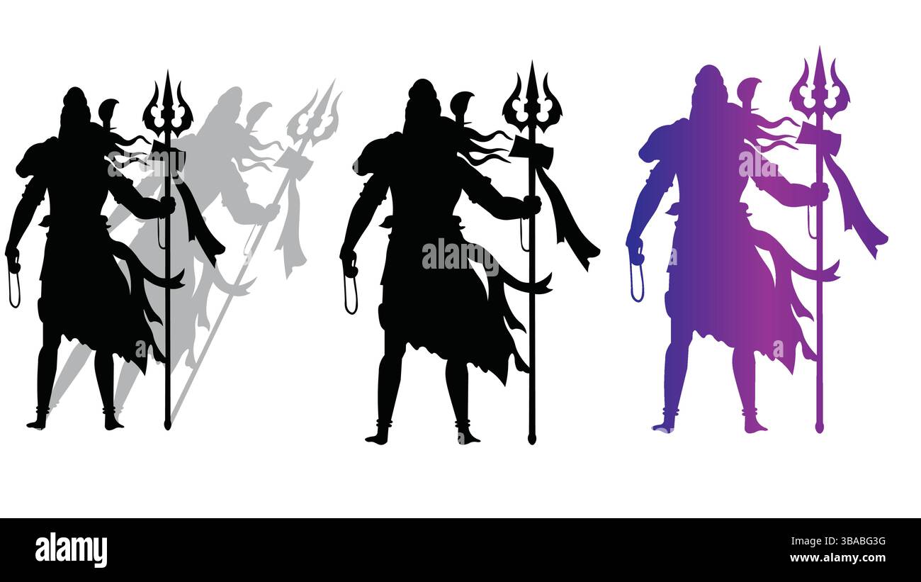 Lord Shiva Trident Pose Silhouettes Stock Vector Image & Art - Alamy