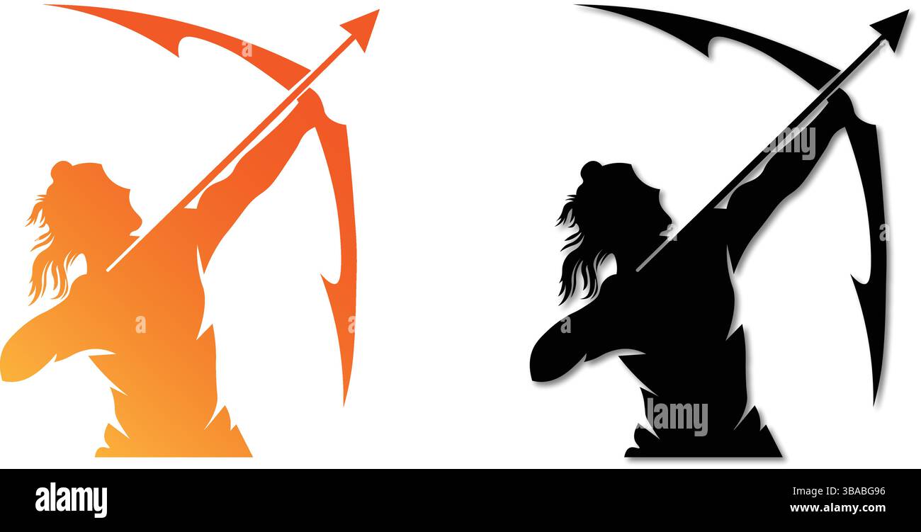 Lord Ram Silhouette with Bow and Arrow (Orange & Black Stock Vector ...